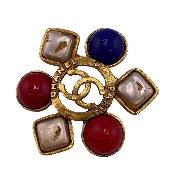 CHANEL | Jewelry | Chanel Colored Stone 28 Vintage Coco Mark Brooch ...